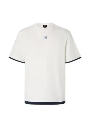 Fendi Logo-embroidered Contrast-trim T-shirt - White