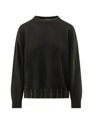 Fabiana Filippi Embellished Ribbed Crew Neck Sweater - Black