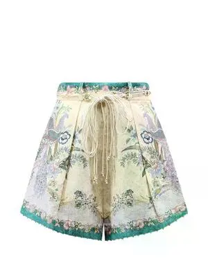 Zimmermann Indra Floral-print Linen Shorts