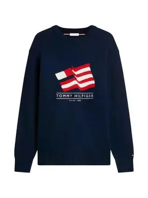 Tommy Hilfiger Intarsia Flag Sweater - Blue