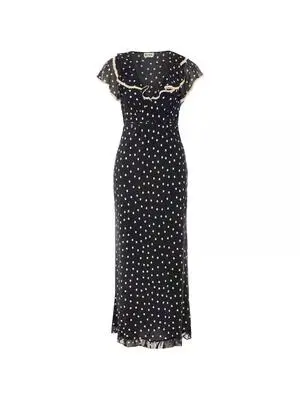 Rixo Bethea Polka-dot Maxi Dress - Blue