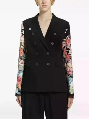 IBRIGU Double-breasted Floral Print Blazer