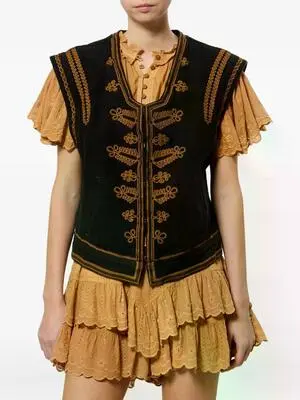 MARANT ETOILE Sleeveless Embroidered Jacket - Black