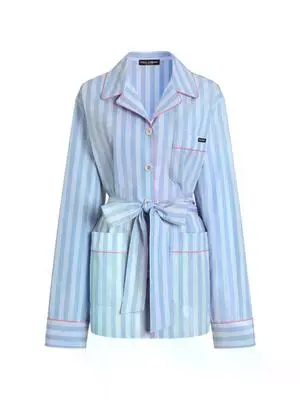Dolce & Gabbana Striped Belted Jacket - Blue