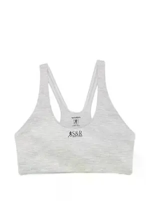 SPORTY & RICH Logo-print Racerback Sports Bra - Grey