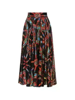 Dolce & Gabbana Long Circle Skirt In Carretto-print Devoré Twill