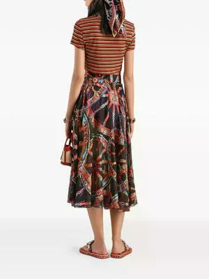 Dolce & Gabbana Long Circle Skirt In Carretto-print Devoré Twill