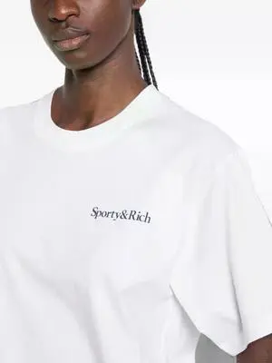 Sporty & Rich Cotton T-shirt With Slogan And Logo Detail