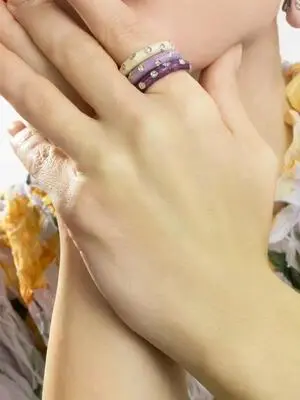 ANDREOLI Diamond And Enamel Ring - Silver