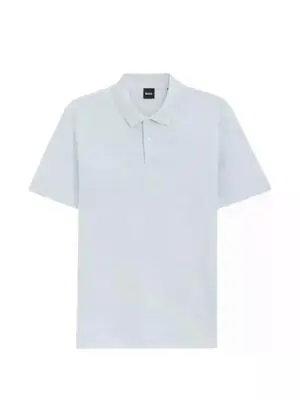 BOSS Cotton-blend Polo Shirt With Bubble-structured Jacquard - Blue