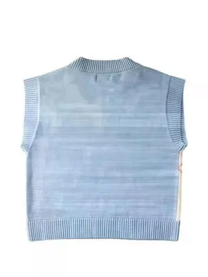 SON OF THE CHEESE Argyle Knit Vest - Blue