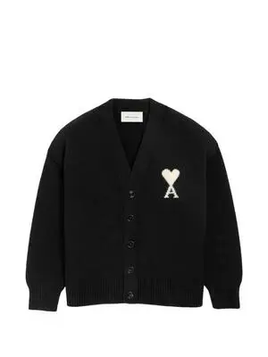 AMI Paris Wool Cardigan With De Coeur