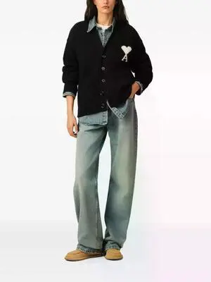 AMI Paris Wool Cardigan With De Coeur