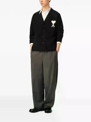 AMI Paris Wool Cardigan With De Coeur
