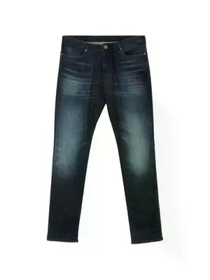 Emporio Armani Faded Effect Whiskered Jeans - Blue