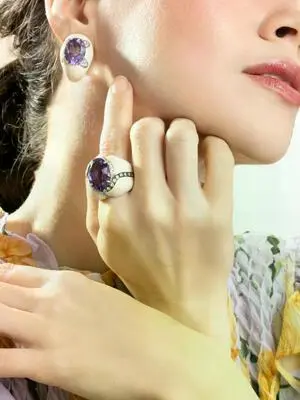 ANDREOLI Diamond And Amethyst Ring
