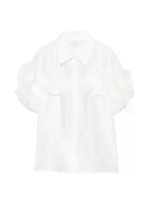 PAPER LACE Floral-appliqué Short-sleeve Shirt - Neutrals