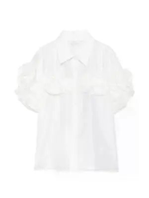 PAPER LACE Floral-appliqué Short-sleeve Shirt - Neutrals