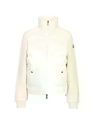 Moncler Quilted-panel Zip-up Jacket - Neutrals