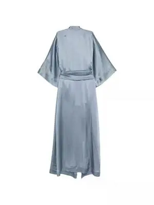 Carine Gilson Lace-trim Silk Robe - Blue