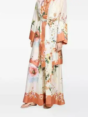 Elie Saab Floral-print Silk Trousers