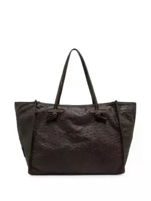 GIANNI CHIARINI Marcella Ostrich-effect Tote Bag - Brown
