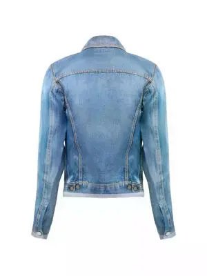 Elie Saab Denim-print Organza Jacket - Blue