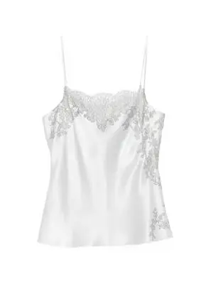 Carine Gilson Lace-trim Silk Camisole - Grey