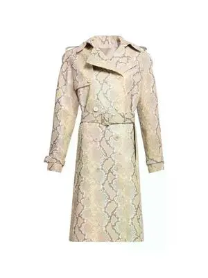 Elie Saab Python-print Double-breasted Coat - Neutrals