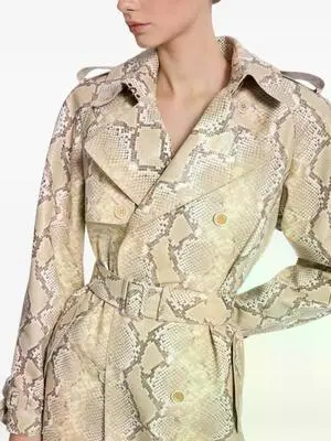 Elie Saab Python-print Double-breasted Coat