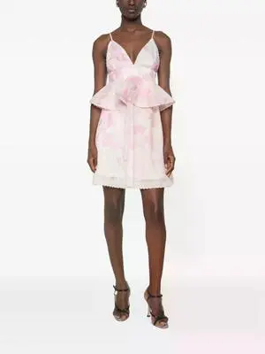 PAPER LACE Haudrey Floral-print Peplum Mini Dress - Neutrals