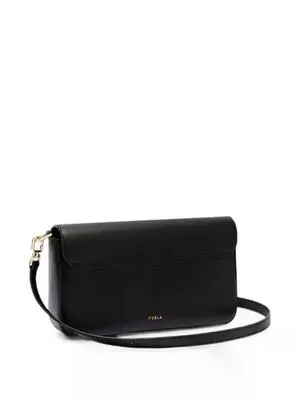 Furla Logo-clasp Leather Shoulder Bag - Black