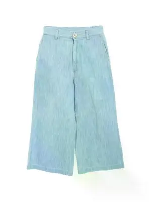 Gucci Logo Embroidery Wide-leg Jeans - Blue