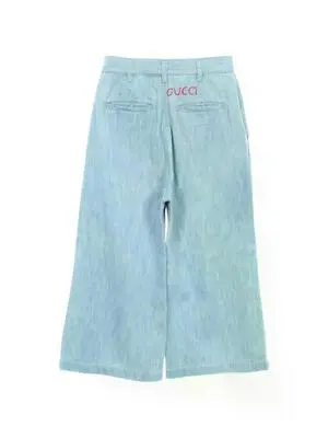 Gucci Logo Embroidered Wide-leg Jeans