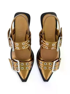 GANNI Buckle-detail Pointed-toe Flat Pumps
