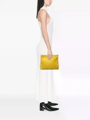 Bottega Veneta Woven Nappa Leather Fold Over Clutch Bag
