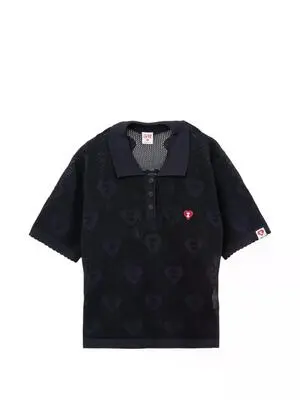 AAPE BY *A BATHING APE Apee™ A Bathing Ape® Heart-motif Open-knit Polo Shirt