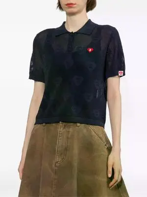 AAPE BY *A BATHING APE Apee™ A Bathing Ape® Heart-motif Open-knit Polo Shirt