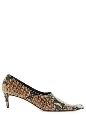 Khaite Marlene Snake-effect Square-toe Pumps