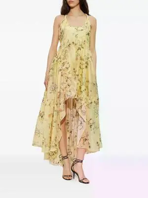 ALLSAINTS Dorina Floral Print Ruffled Tiered High-low Dress - Yellow