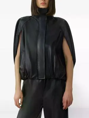 Simkhai Jada Leather Cape Jacket - Black