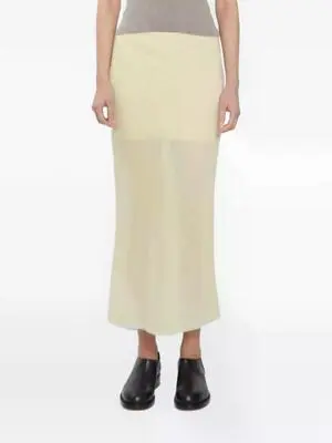 RIER Bias-cut Wool-gauze Midi Skirt - Yellow