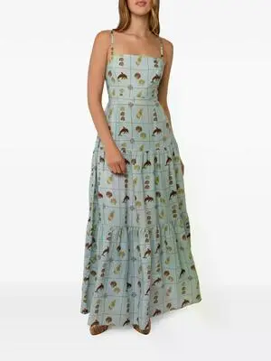 PALM. NOOSA Seashell-print Tiered Dress - Blue
