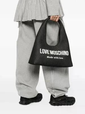 Moschino Logo-appliqué Denim Shoulder Bag