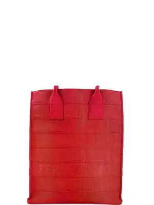FERRAGAMO 2000s Ribbed Tote Bag - Red