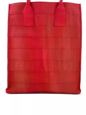 FERRAGAMO Ribbed Canvas Tote Bag