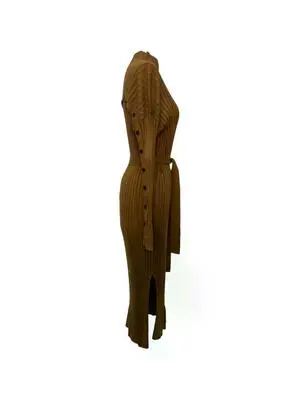 Proenza Schouler Ribbed Knit High Neck Belted Dress