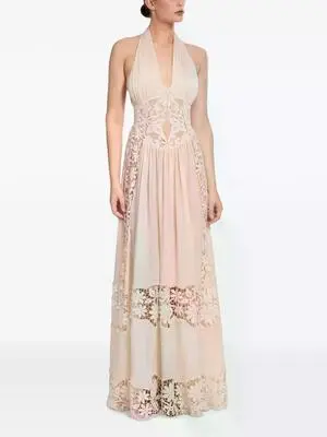 Elie Saab Halterneck Maxi Dress With Macramé Panels