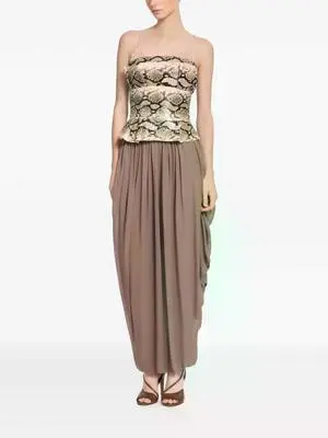 Elie Saab Python-effect Peplum Leather Corset