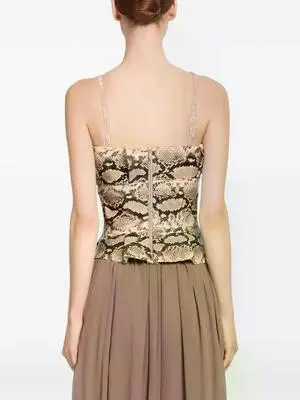 Elie Saab Python-effect Peplum Leather Corset